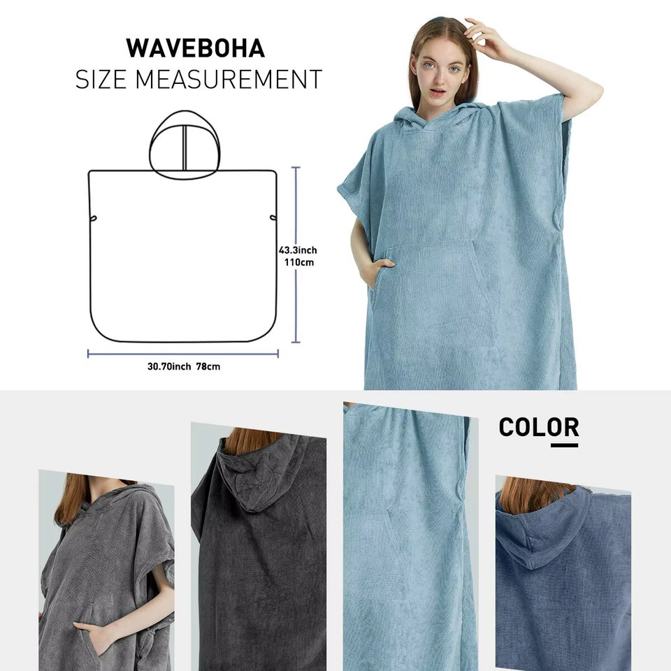 Surf Poncho Towel Poncho Quick-Dry Towel Hoodie Microfiber Beach Robe ...