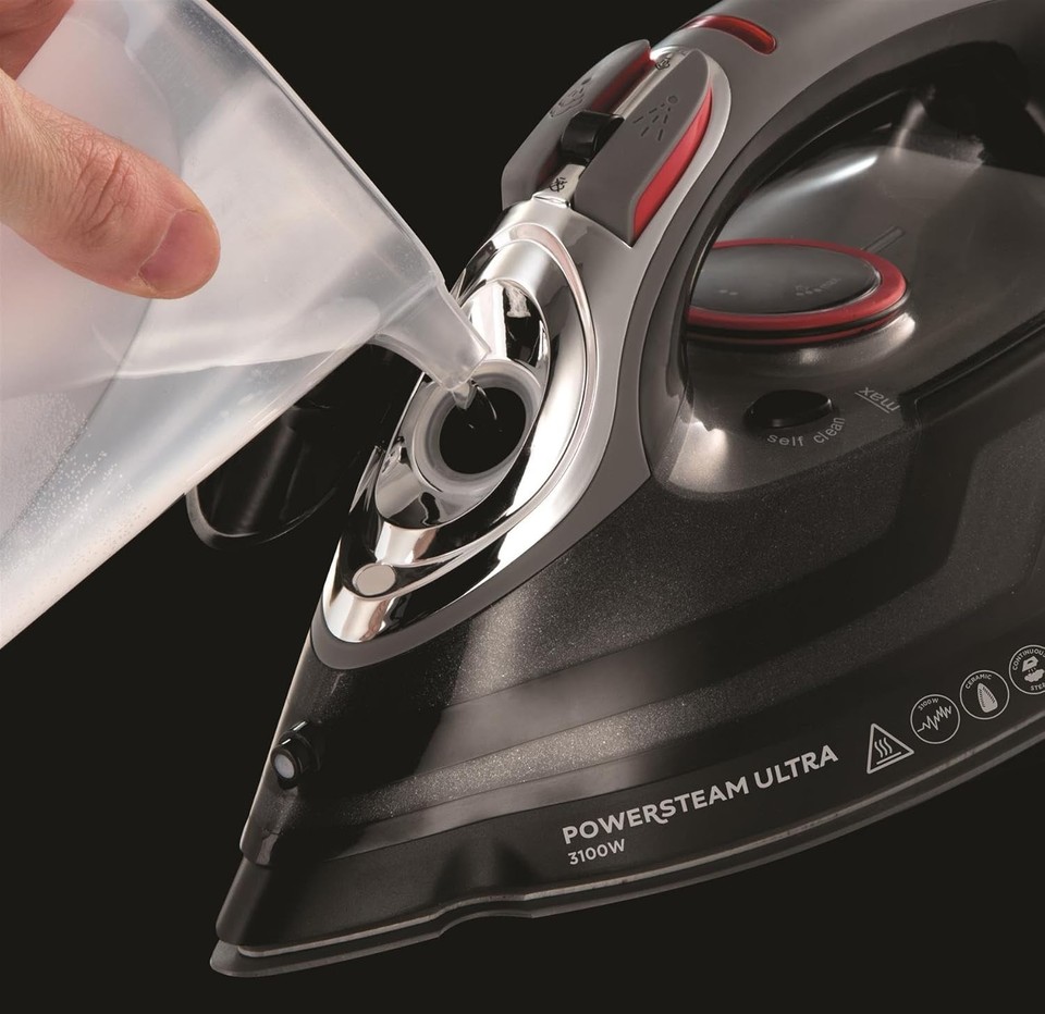 Russell Hobbs 20630 Power Steam Iron 3100W 210g Boost Ceramic Soleplate ...