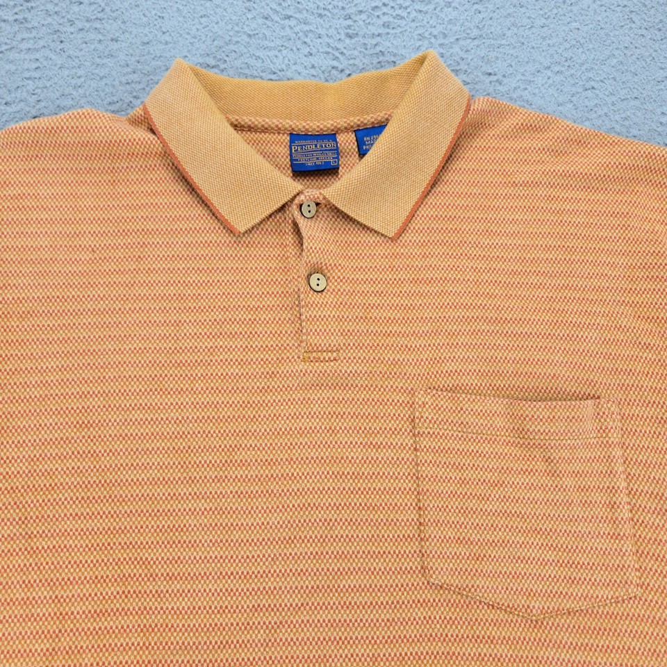 Pendleton Shirt Mens Large Orange Vintage Polo Short Sleeve Golf Pocket | eBay
