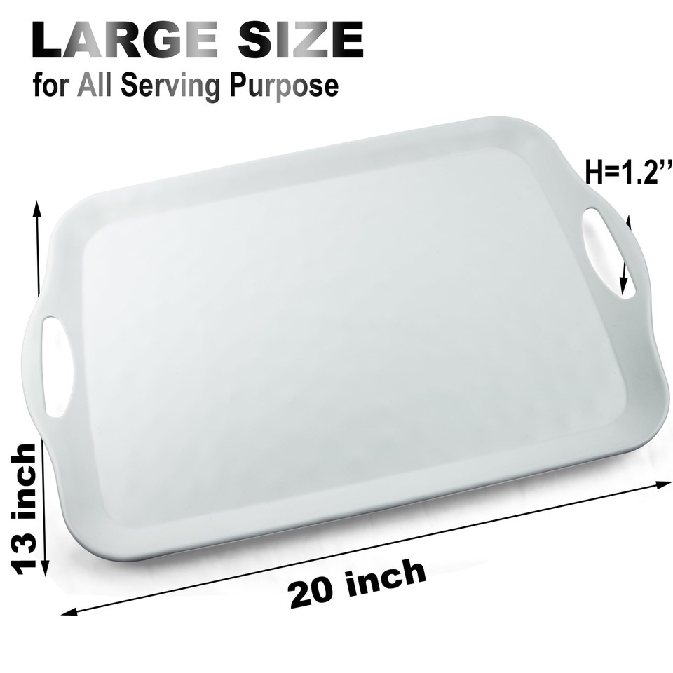 Extra Large Serving Tray With Handles 20x13 Inch Set Of 2 Melamine ...