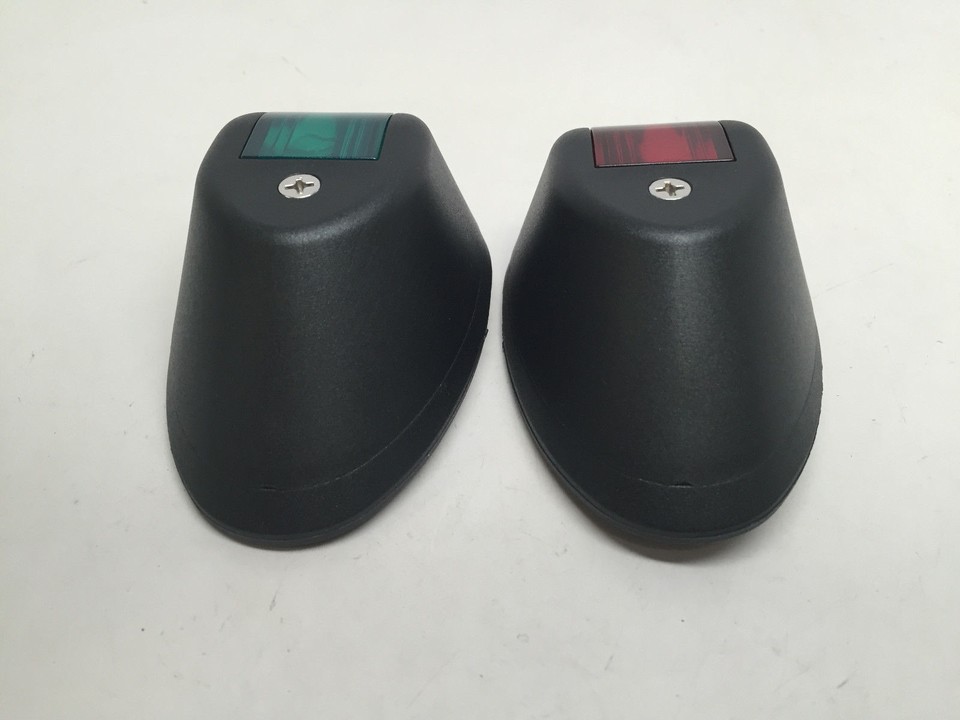 MARINE BOAT PAIR OF GREEN RED NAVIGATION SIDE LIGHT BLACK NYLON HOUSING ...
