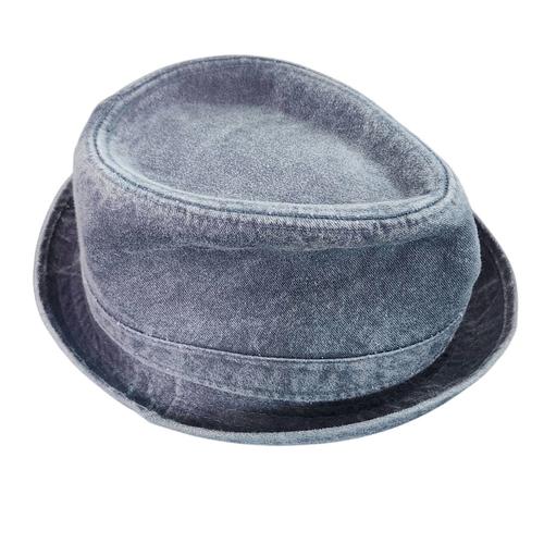 Mirmaru Mineral Washed Denim Blue Fedora Large/XL Men's Denim Fedora | eBay