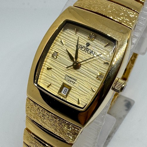 Unused Croton Quartz Watch Women Gold Tone Barrel Diamonds Analog New ...