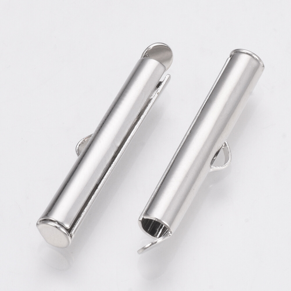 500 pcs Brass Slide On End Clasp Tubes Slider End Caps Crafts Jewelry ...