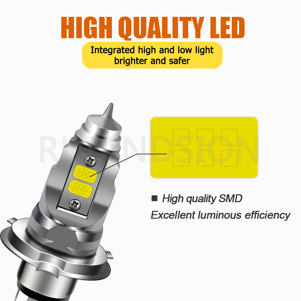 DC 8-24V H4 9003 LED White Motorcycle ATV Headlight Globes Hi/Low Beam ...