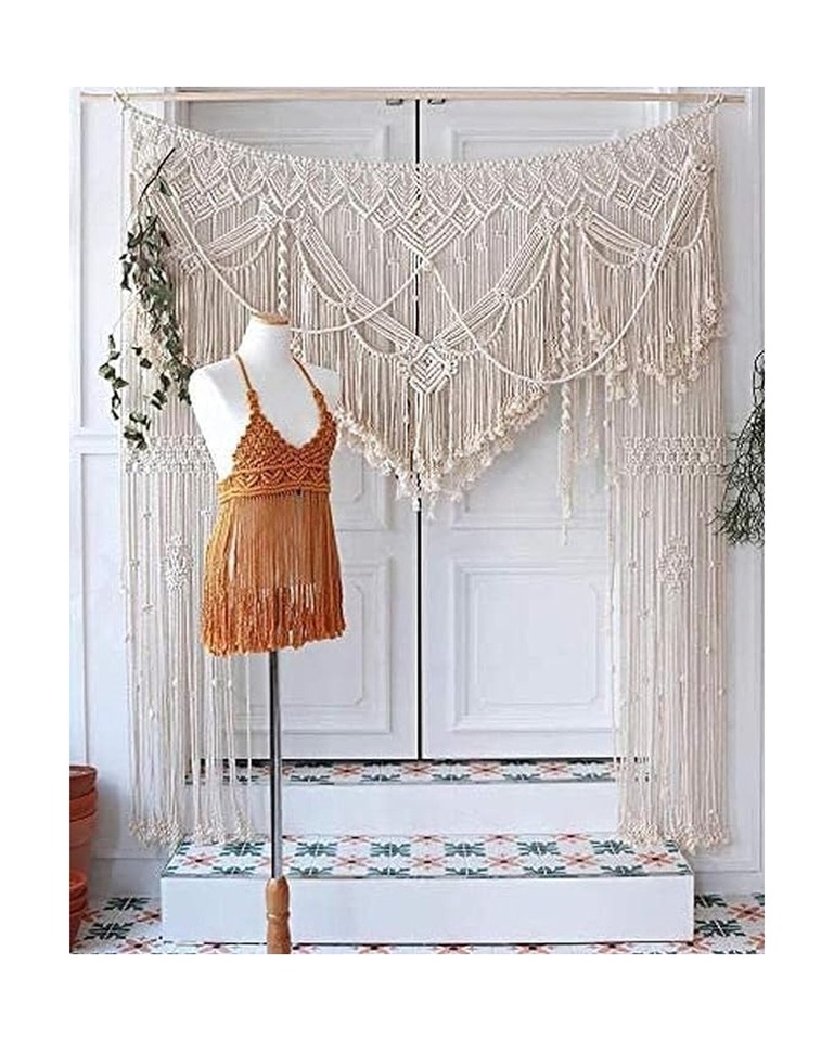 Handmade Bohemian Macrame Wedding Backdrop Decor Boho Chic Macrame Wall ...