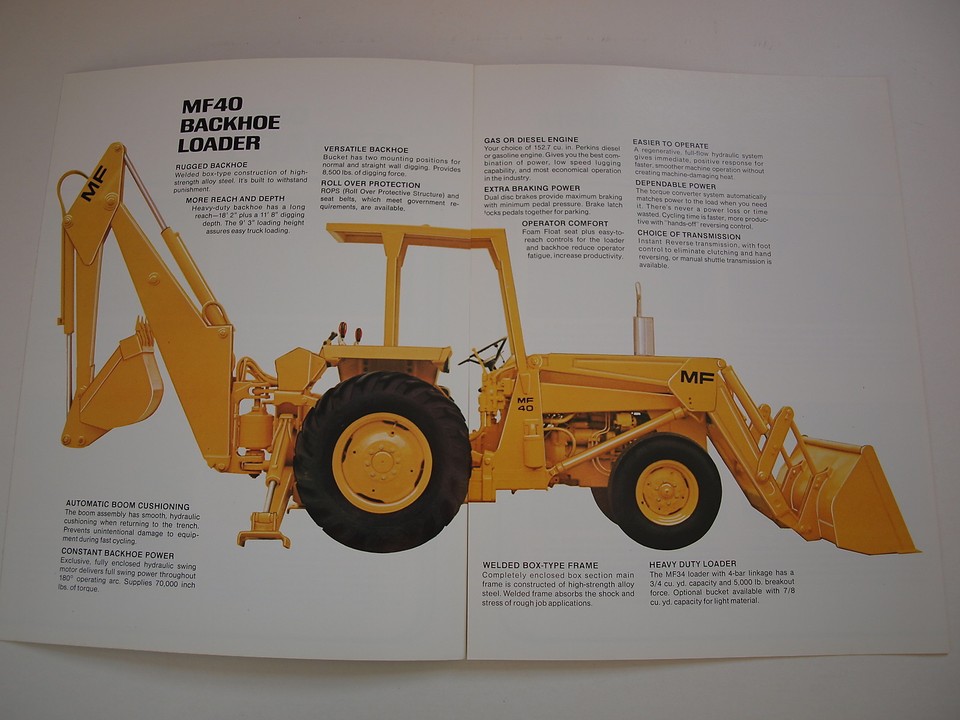 Massey-Ferguson MF 40 Tractor Loader Backhoe Color Brochure Original ...