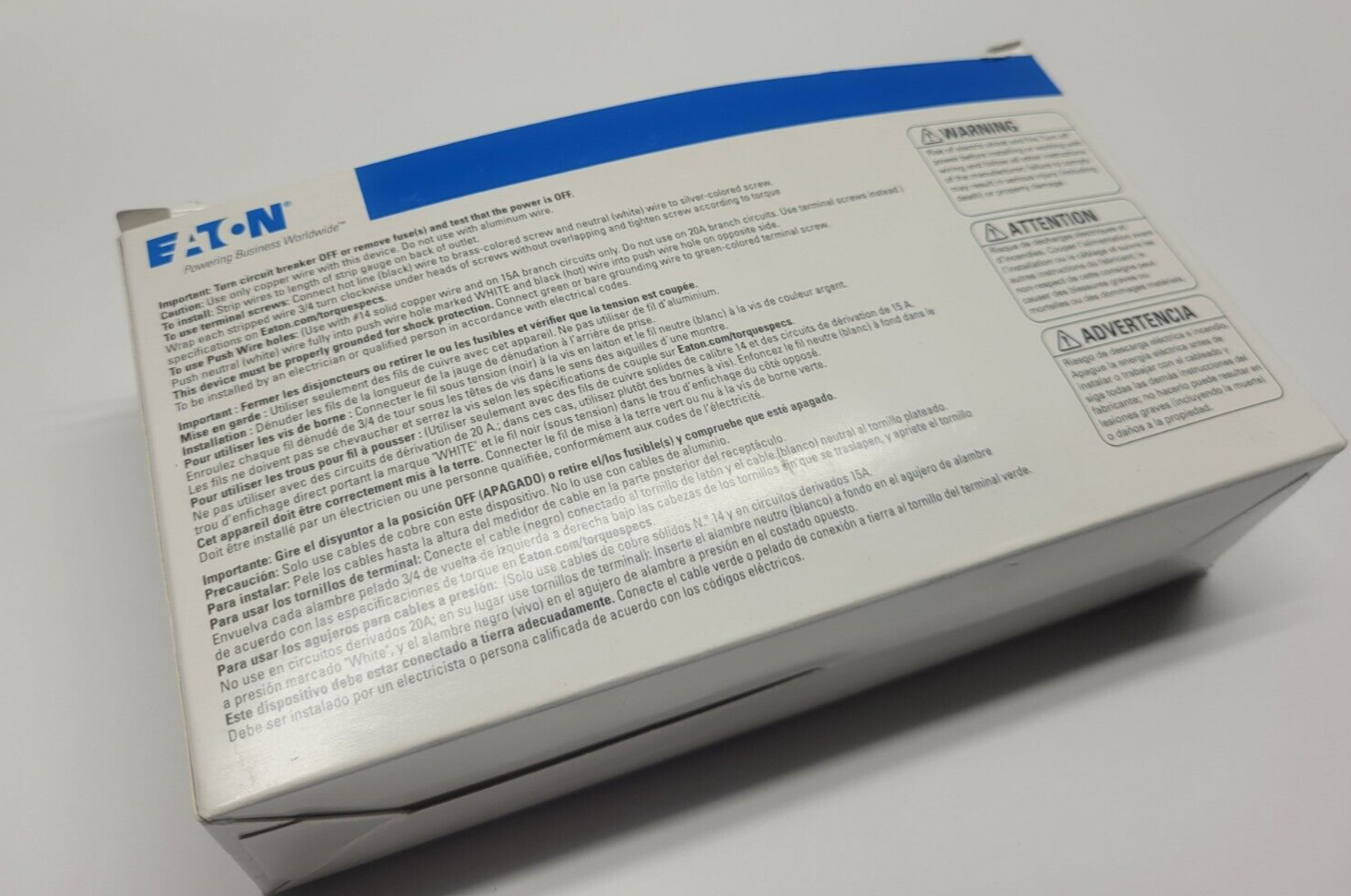 Eaton TR270W 15A Tamper Resistant Residential Duplex Outlet White Case ...