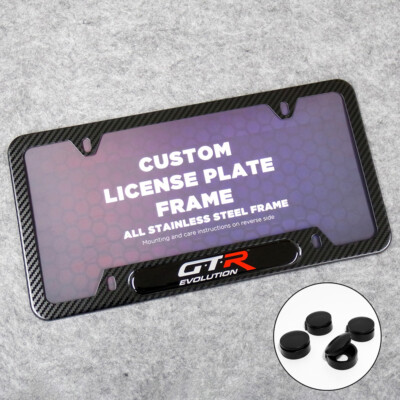 For GTR Sport Front or Rear Carbon Fiber Texture License Plate Frame ...