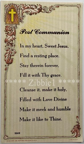 Post Communion, Vintage 1946 Holy Devotional Prayer Card. | eBay