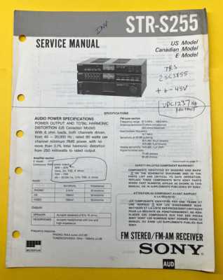 Sony STR-S255 Original Service Manual Free Shipping | eBay