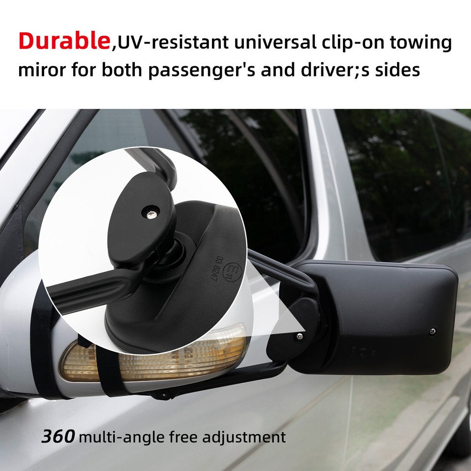 2X Convex Clip-on Aerodynamic Car Van Caravan Trailer Towing Mirror ...