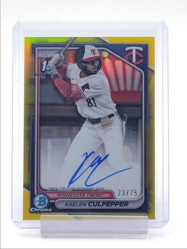 KAELEN CULPEPPER 2024 BOWMAN CHROME DRAFT 1ST YELLOW REFRACTOR AUTO /75 ...
