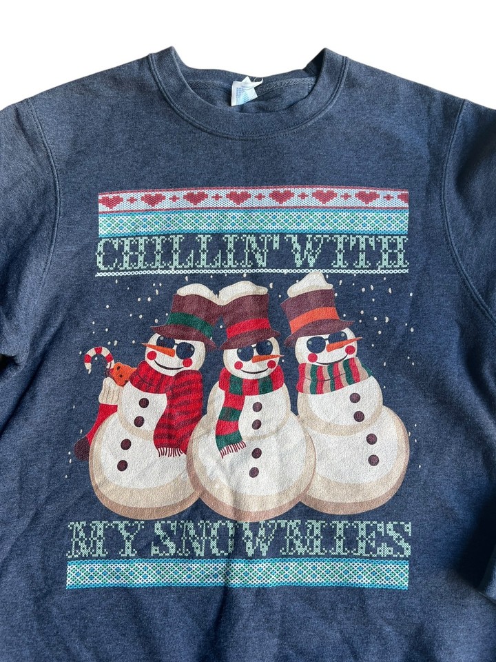 Port & Company Women's Ugly Christmas Snowman Sweatshirt Blue Size ...