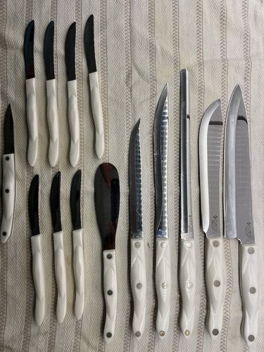 15 Pc Cutco Kitchen Knife Set. Pearl White With Wooden Block. | eBay