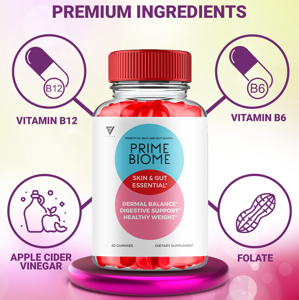 Prime Biome Gummies PrimeBiome Probiotic Skin Supplement (60 Gummies ...