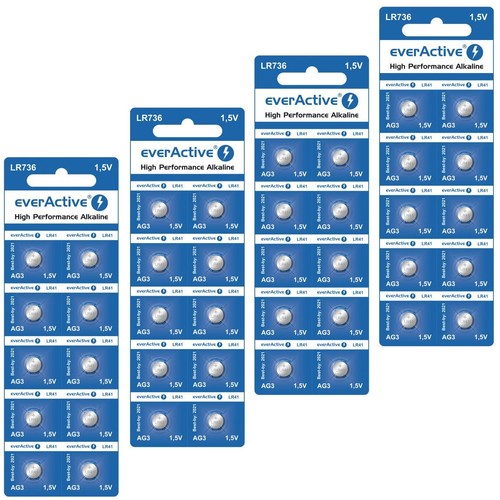 40 x everActive LR41 Alkaline Watch Batteries 1.5V - LR736 192 AG3 392 ...