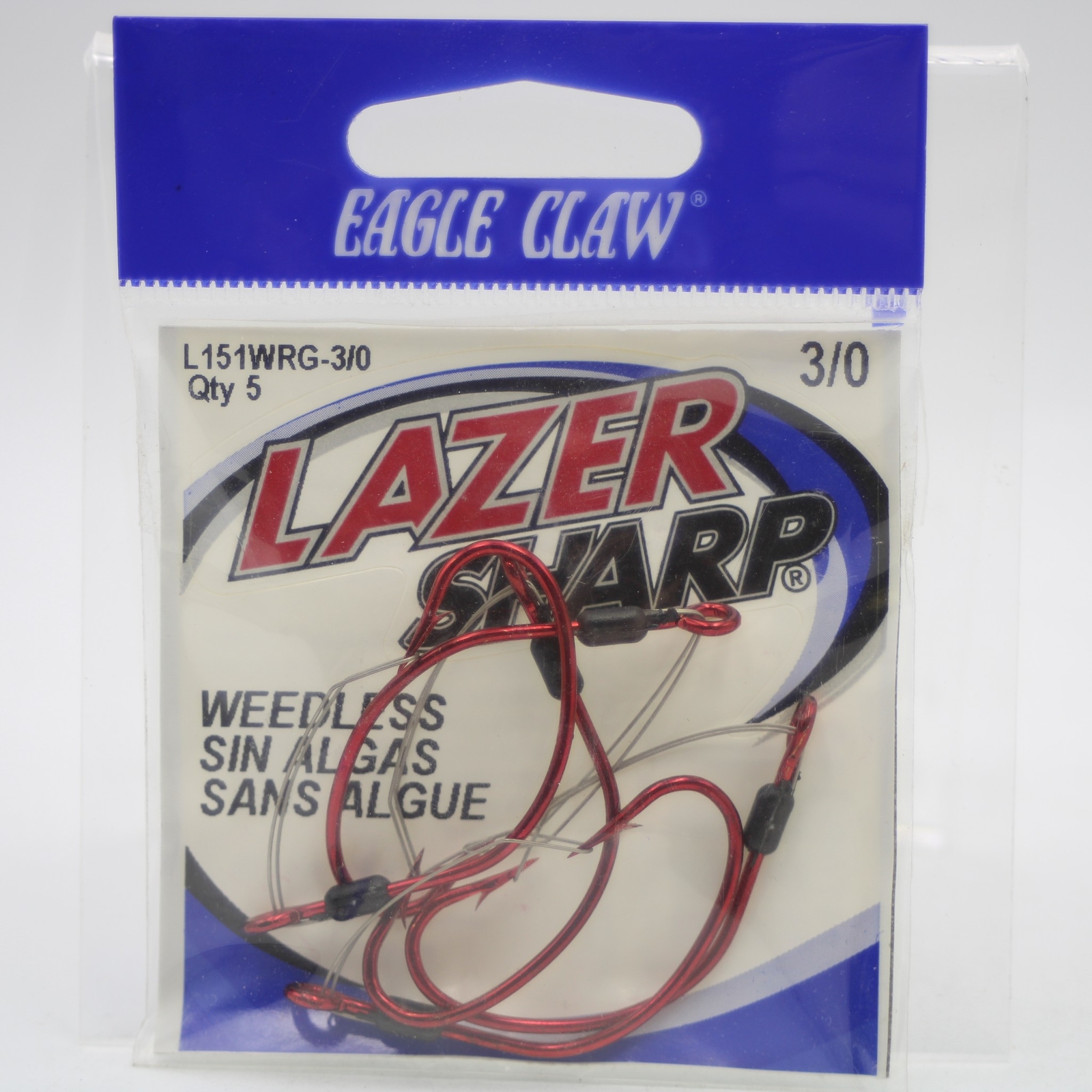 Eagle Claw Lazer Sharp L151WRG Weedless Red Fishing Hooks Fish Size 3/0 ...