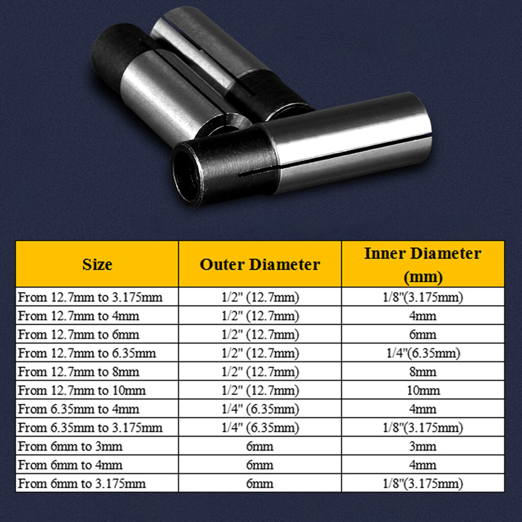 From 1/4" 1/2" To Collet Adaptor Shank Reducer Bit CNC Spindle Router ...