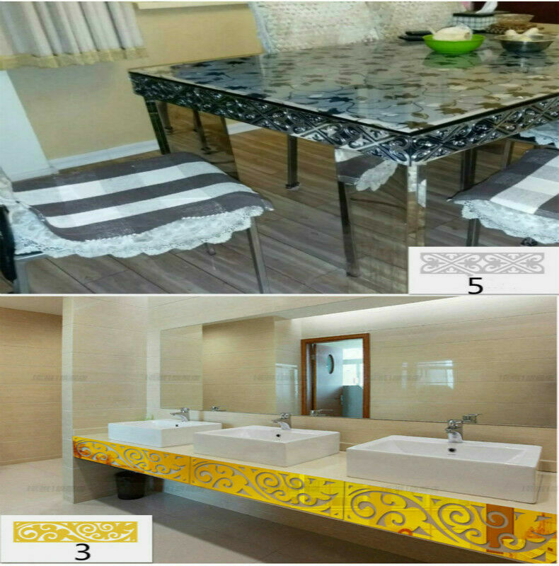 Acrylic Mirror Self Adhesive Wall Skirting Border DIY Stickers Decor ...