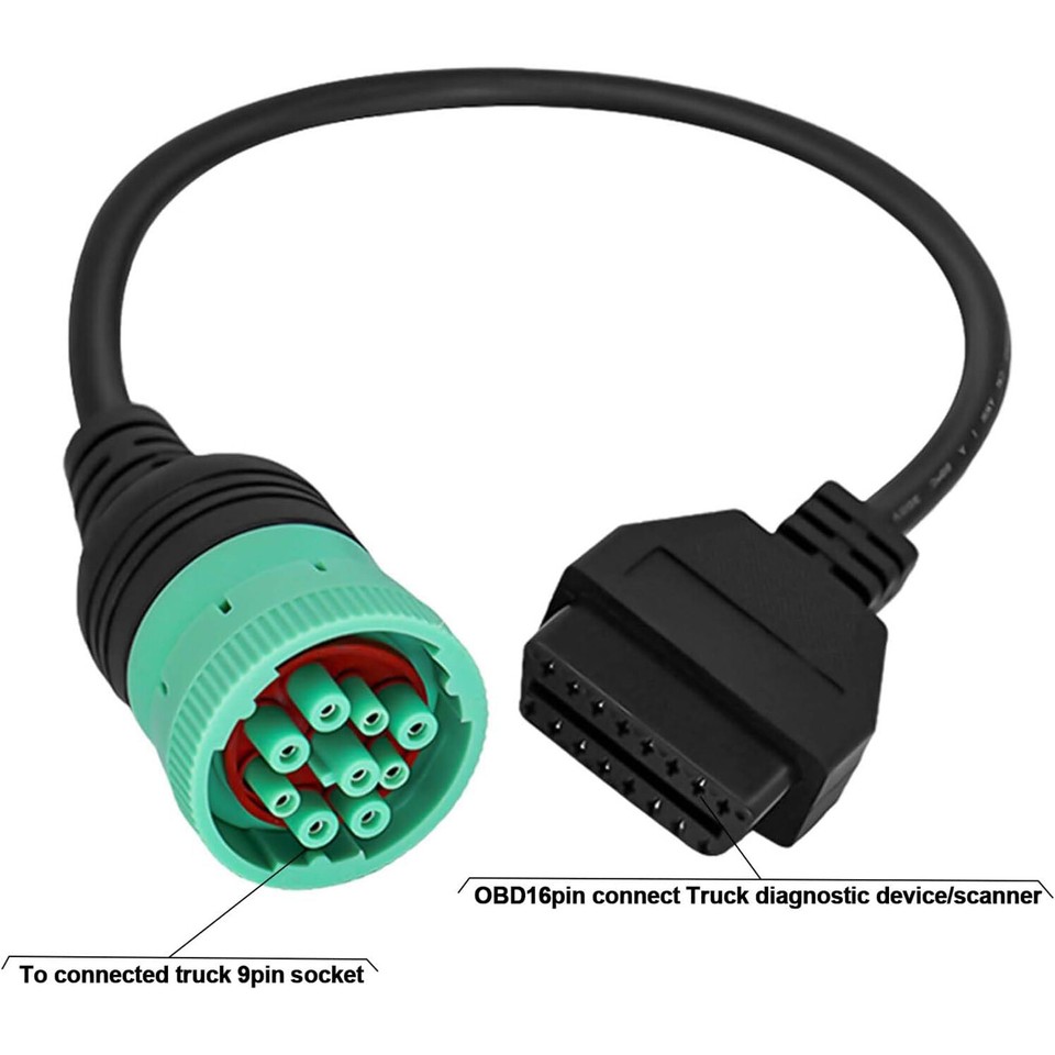Lots of 9 Pin J1939 to 16 Pin OBD2 16PIN OBDII Adapter Cable Heavy Duty ...