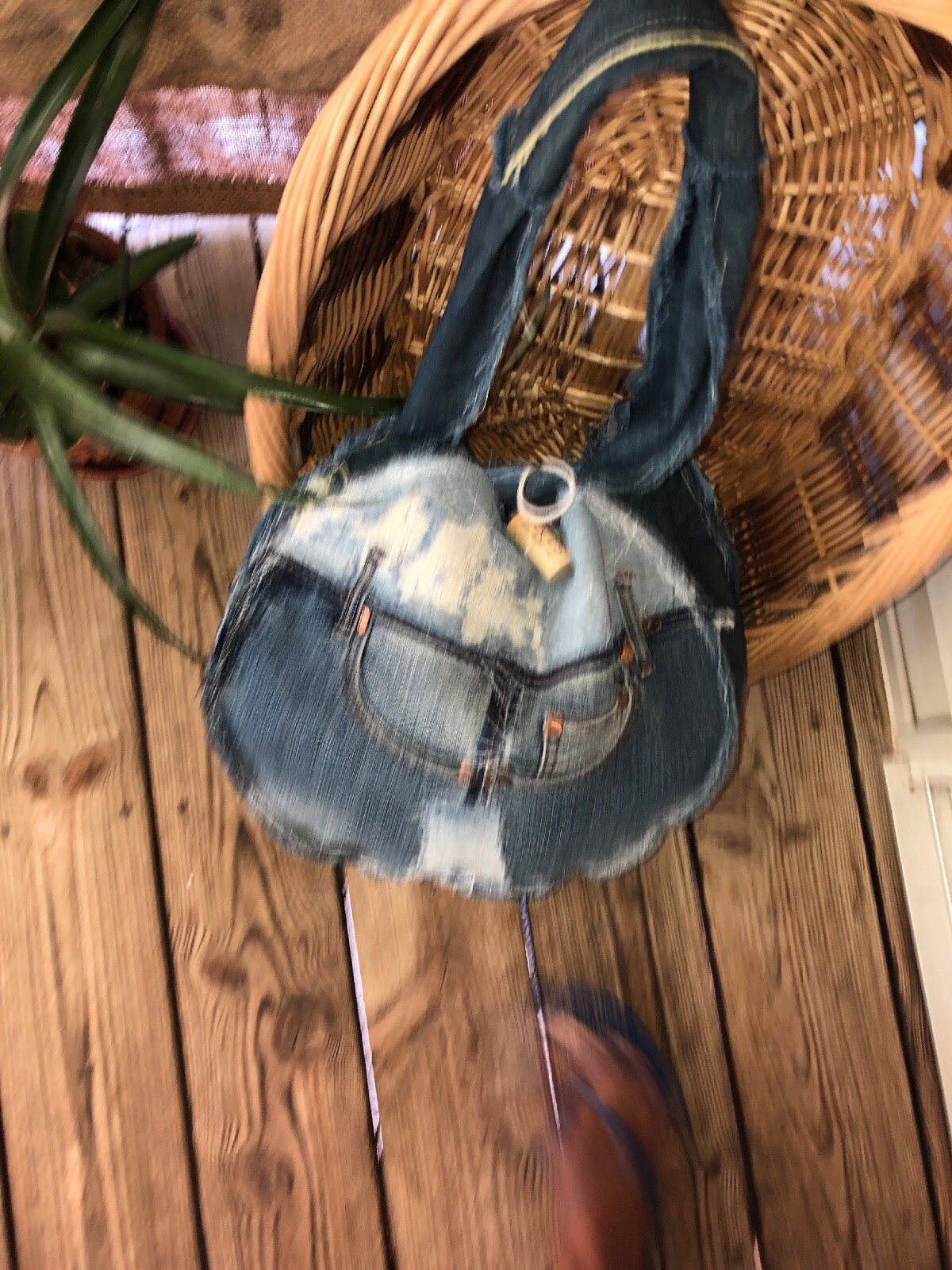 Upcycled Round Denim jeans Shoulder Bag | eBay