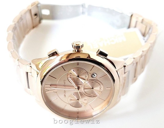 Michael Kors Women MK7108 Jan Rose Gold Tone Chronograph Date 42mm ...