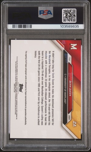 2024-25 Bowman U Now DERIK QUEEN #2A Autograph Black 91/99 PSA 7 | eBay