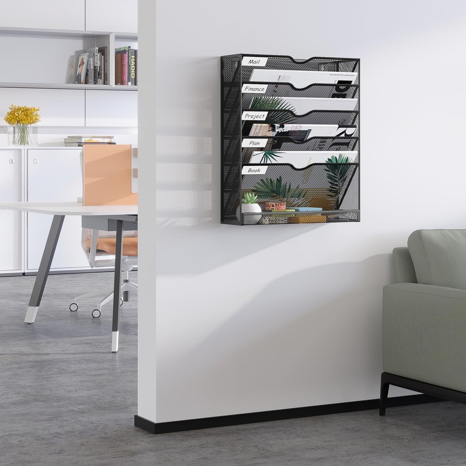 EasyPAG 5-Tier Wall File Holder, Mesh Hanging Folder Organizer with ...