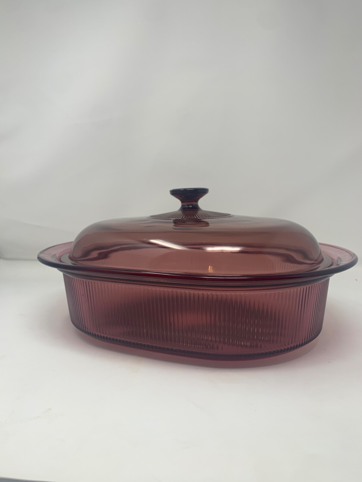 Vision Corning Cranberry 4L 4Qt Oval Casserole Roaster V-34-B w/Pyrex ...