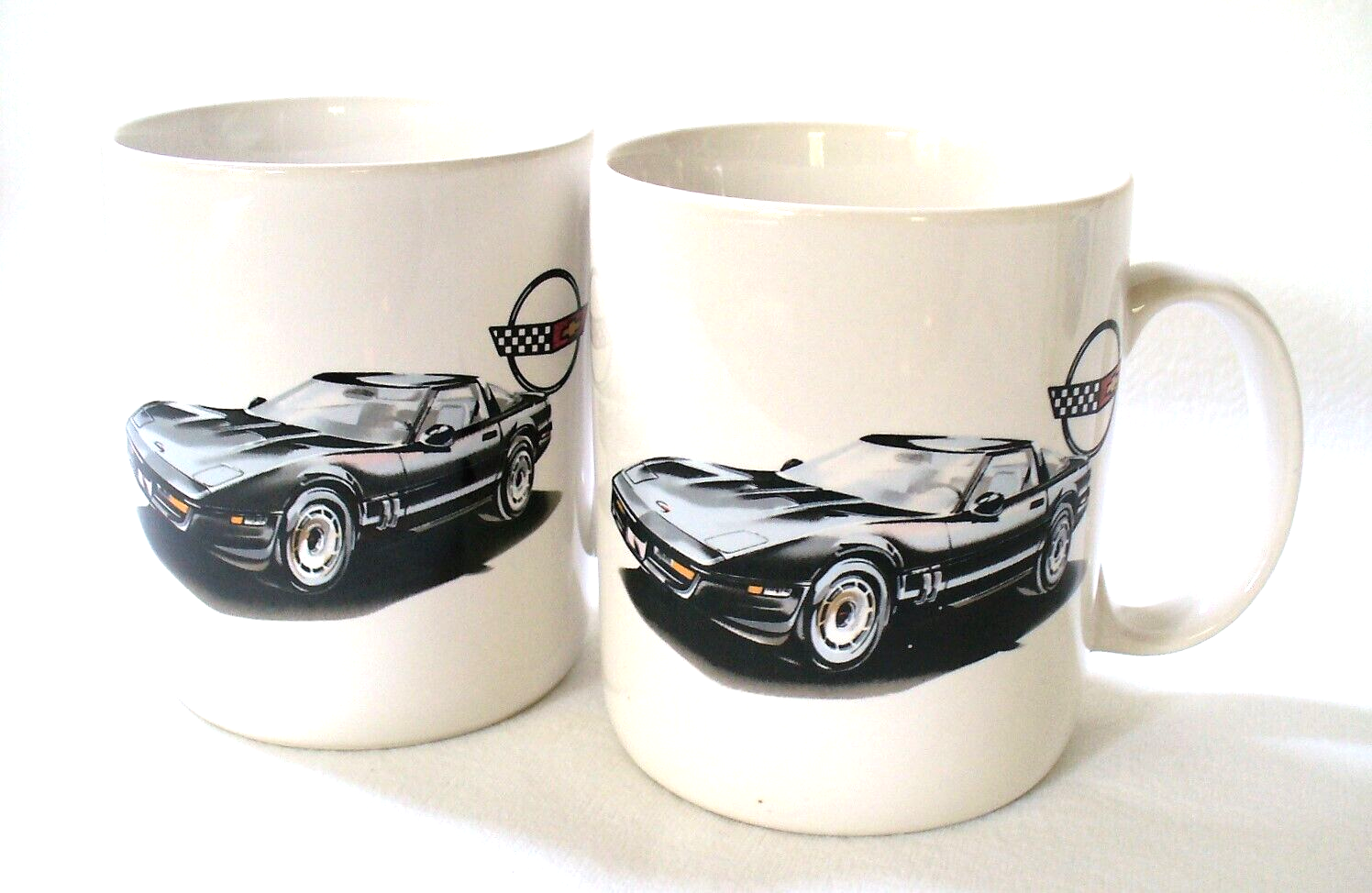 2~Vint~CARS~Love Mug~KARS~Corvette~CERAMIC~White~10oz~Worthington~OHIO ...