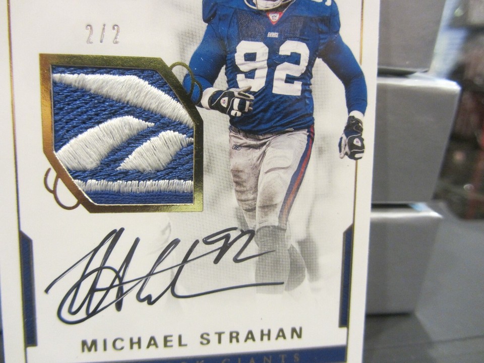 National Treasures On Card Autograph Jersey Giants Michael Strahan 2/2 ...