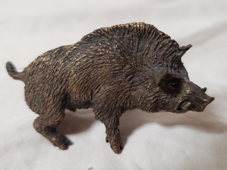 Vintage Bronze Wild Boar Figurine Excellent Details Pre-owned | eBay