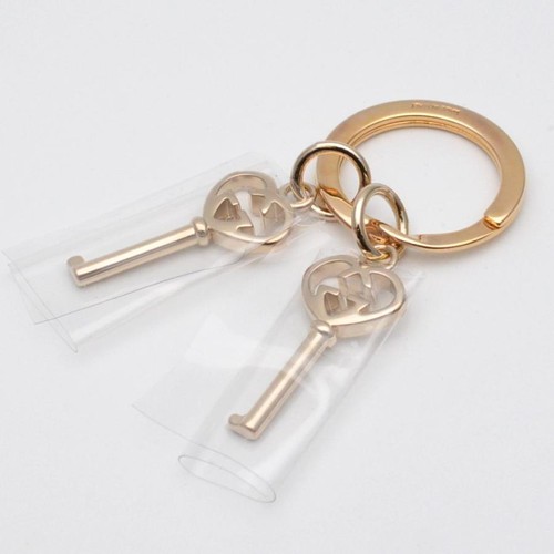 GUCCI Keyring Double G Heart Motif Keychain Bag Charm Light Gold Color ...
