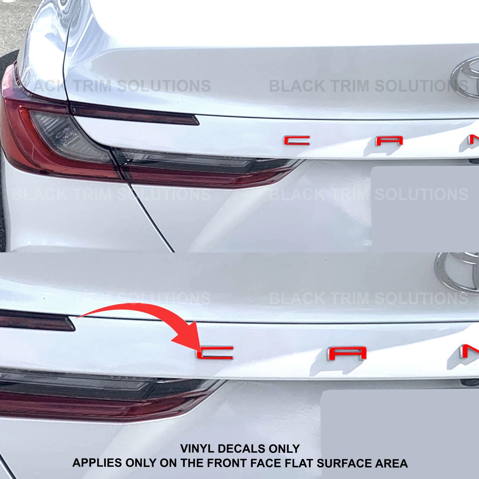 2024-2025 Toyota Camry Rear Emblem For Red Letter Vinyl DECALS Overlay ...