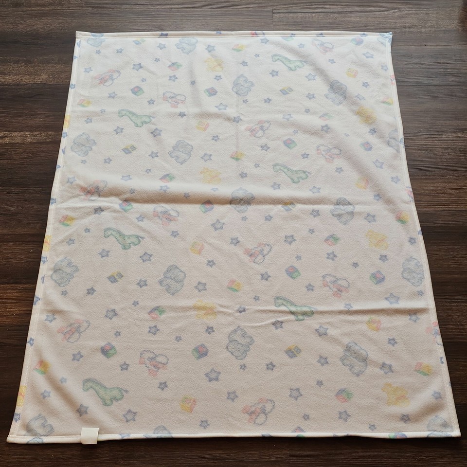 Vintage Springmaid Baby Blanket Pastel Duck Giraffe Lamb Elephant Block ...