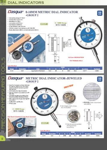 4400-1250 Series AGD Group 2 Dial Indicator, .0001" Graduation, 0-100 ...