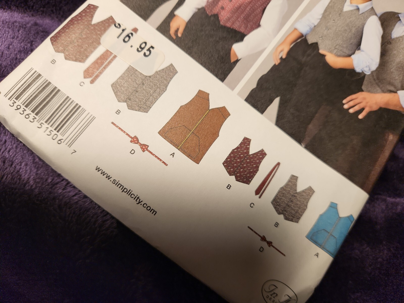 Simplicity #1506 Husky Boys Big and Tall Men's Lined Vests Neck Tie Bow ...