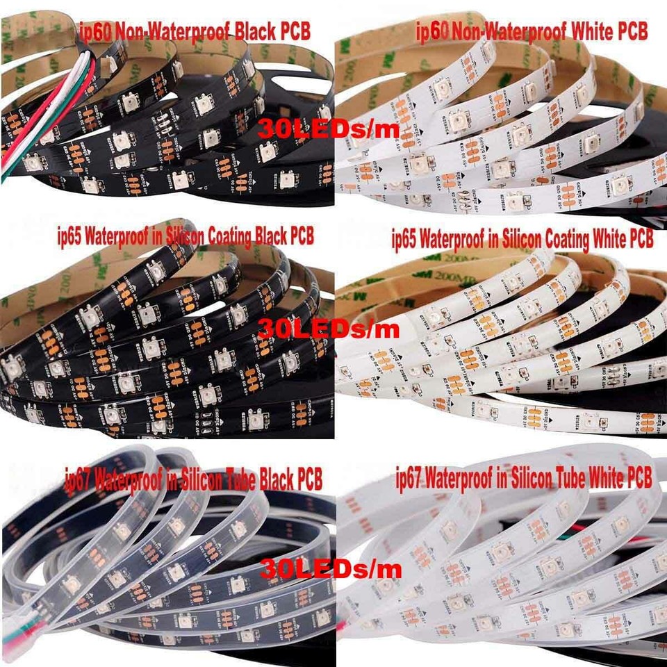 WS2812B LED Strip 5050 RGB 30/60/144LEDs/M ws2812 IC Individual ...