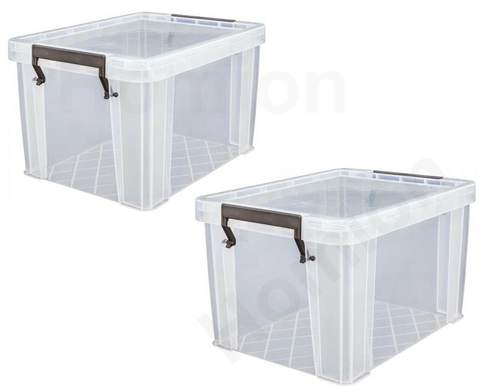 5 Litre Clear Plastic Storage Box Stackable Space Saving Container Clip ...