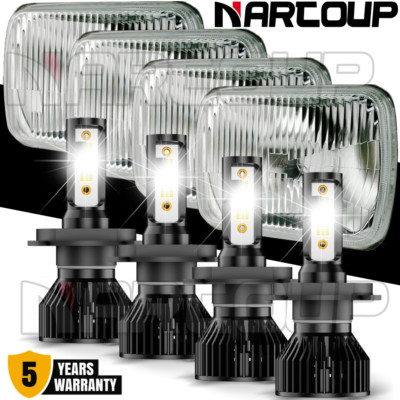 Black 4pc 4x6" Rectangle Led Projector Headlights Hi/Lo for Toyota Van ...