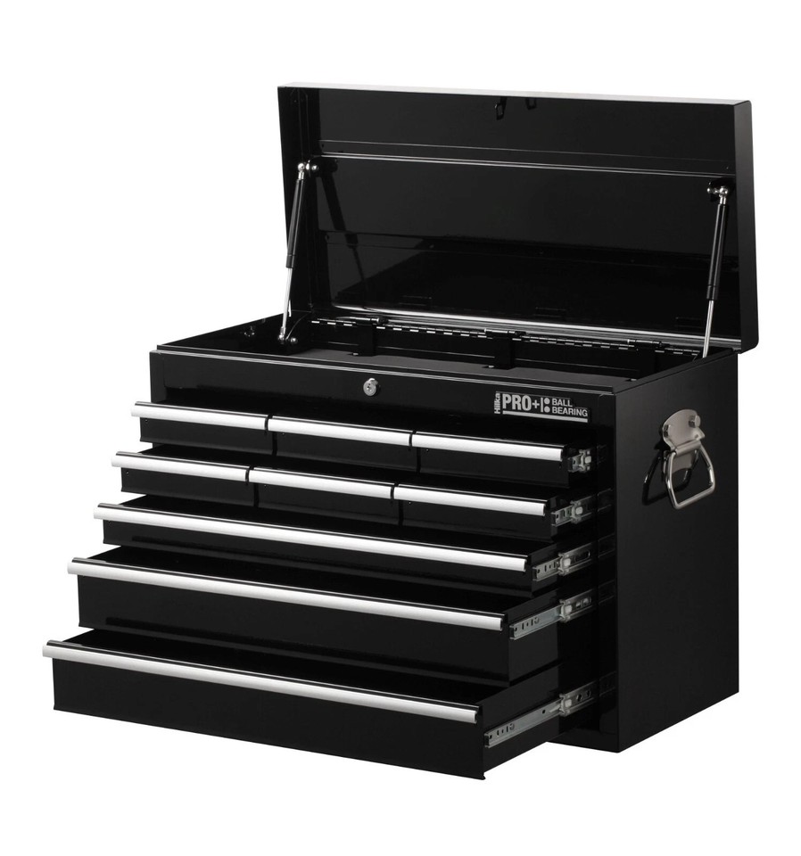 Hilka Tool Chest 9 Drawer Black Steel Metal Storage Box Toolbox Cabinet ...