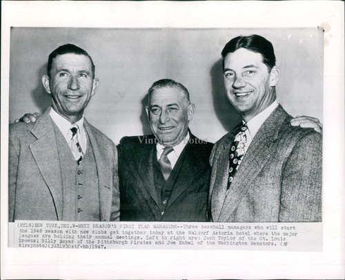 1947 Billy Meyer Joe Kuhel Zach Taylor Ny Baseball Manager Wire Photo ...