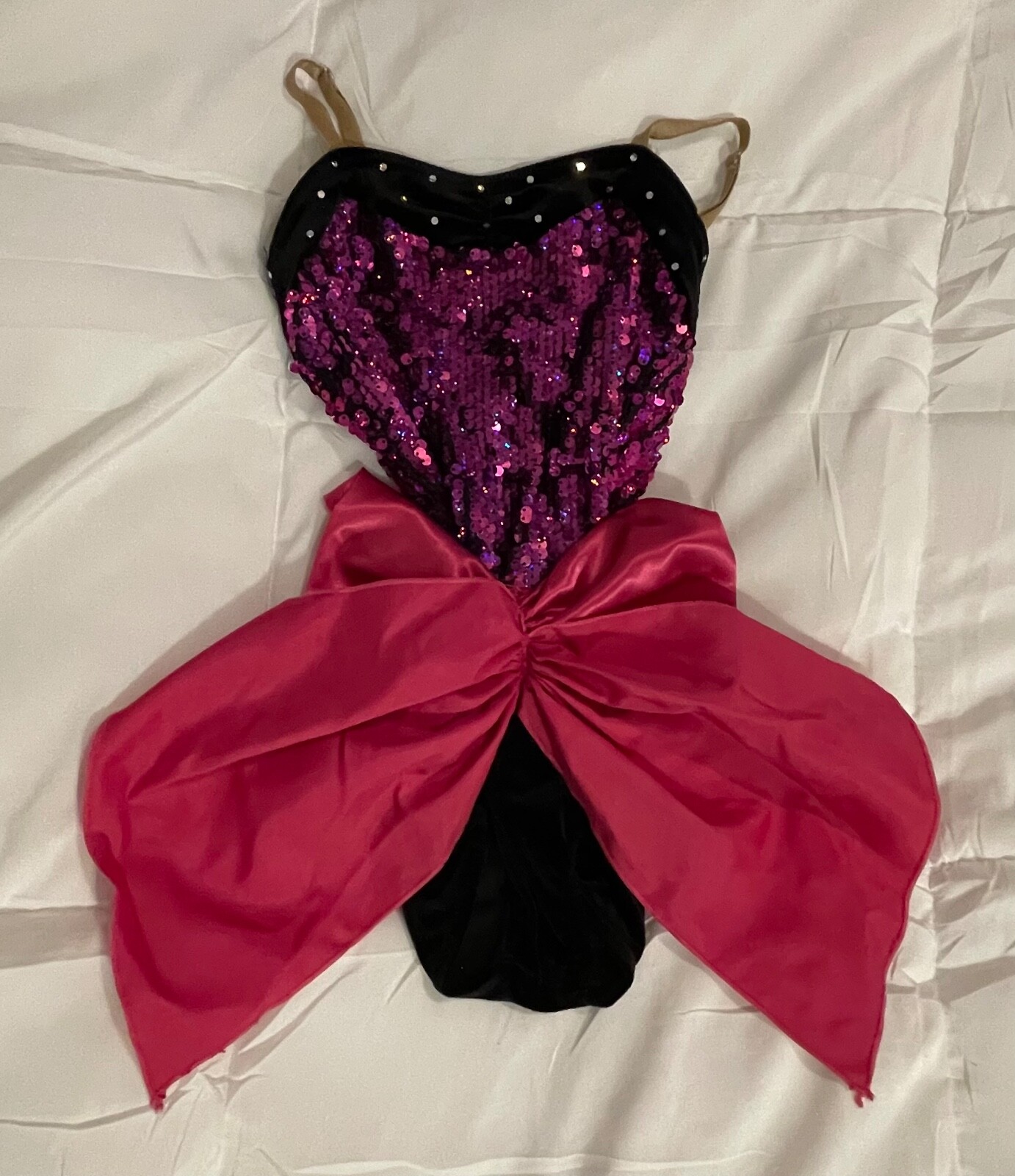 A Wish Come True costume: black velvet, purple squin, and pink bow size ...