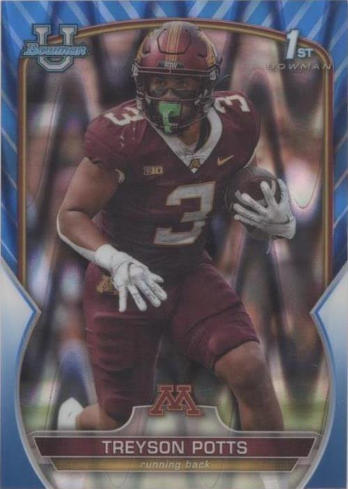 2022 Bowman University Chrome - Treyson Potts #97 Blue RayWave ...