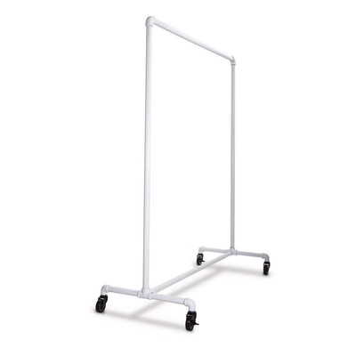 Econoco Clothes Rack 64"x51"x23.62"White Metal Rolling Heavy Duty Non ...