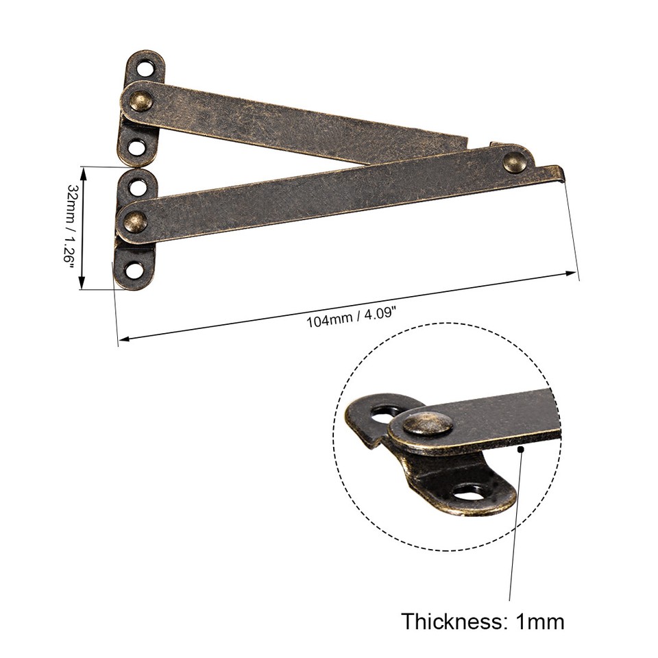 Folding Support Hinge Furniture Decorative Box Lid Hinges 104mmx32mm 4 ...