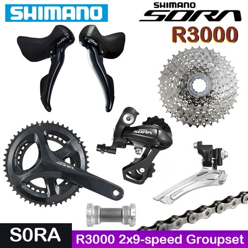 NEW Shimano SORA R3000 Groupset 2x9 Speed Road Bike STI Dual Control ...