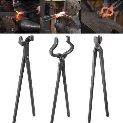 3PC Knife Making Blacksmith Tong Set Bladesmith Tool Hammer Anvil Forge ...