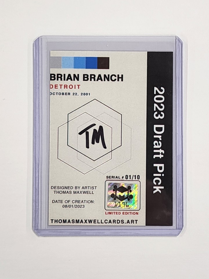 Brian Branch Artist Signed Football Art Card 1/10 | eBay